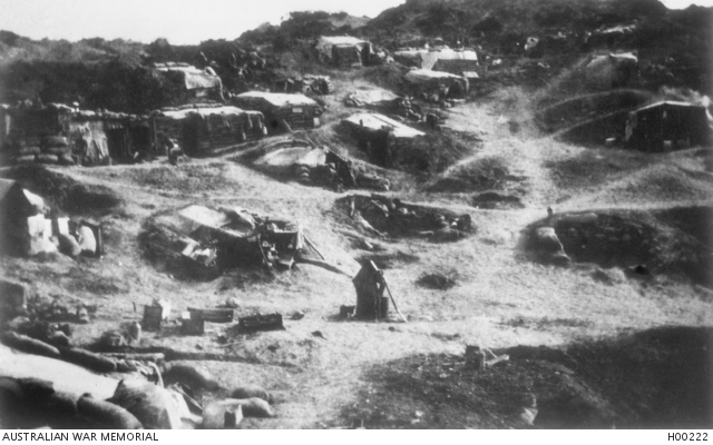 Dugouts on the hillside immediately behind the Australian Army Service ...