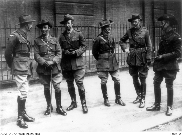 A group or unidentified Australian soldiers on the street during the ...
