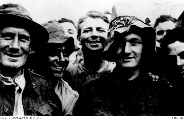 Group of survivors from SS Barunga which sunk after being struck by a ...