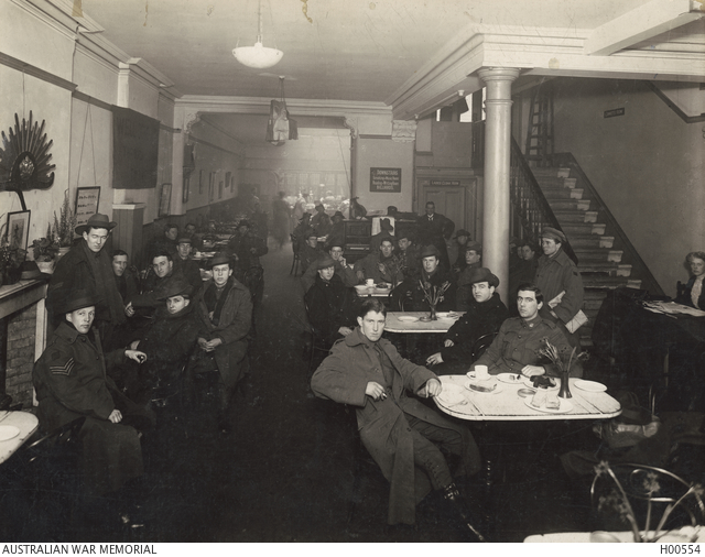 Soldiers relaxing and enjoying a meal at the Anzac Buffet Hospitality ...
