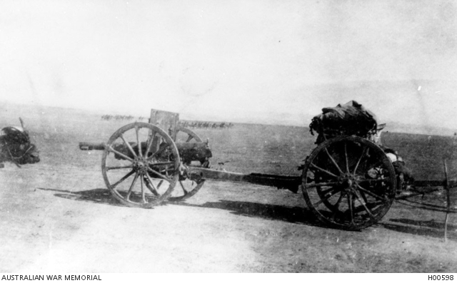 Turkish guns captured when the Anzac Mounted Division captured Jemmameh ...