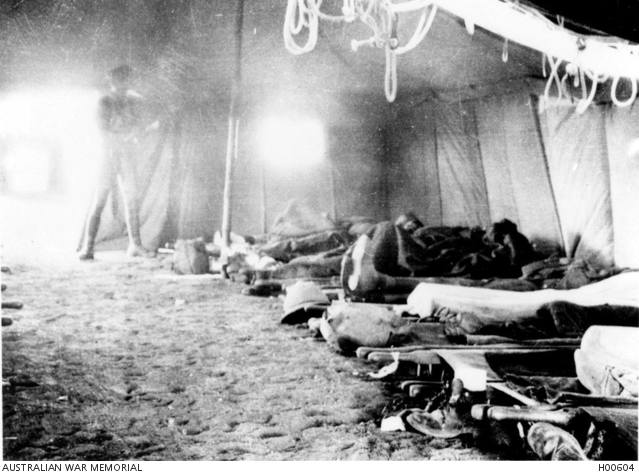 INTERIOR VIEW OF WARD EP TENT. 127 IMPERIAL CAMEL FIELD AMBULANCE ...