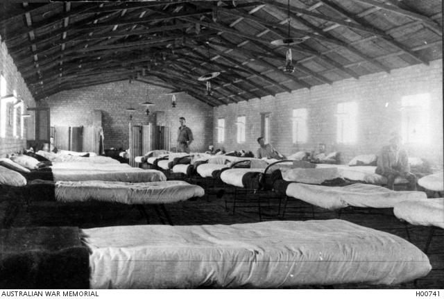 The dining hut at El Arish rest camp after being converted into a ward ...