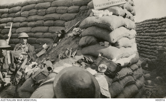 A first aid post operated by the 1/2 Expeditionary Army Field Ambulance ...