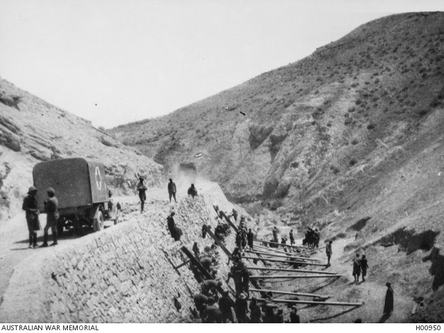 SUBSIDENCE OF ROAD BETWEEN JERUSALEM AND JERICHO. | Australian War Memorial