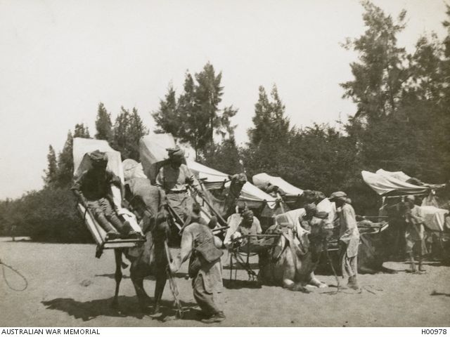 A demonstration of the method of transporting casualties in cacolets ...