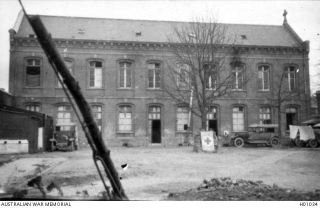 THE FIRST RED CROSS DEPOT ESTABLISHED AT ALBERT. AFTER EVACUATION THE ...