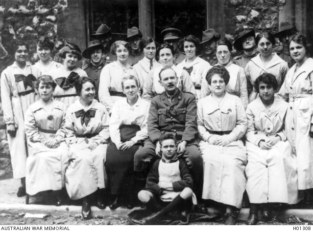 LONDON, ENGLAND. 1918. THE SECRETARY IN CHARGE AND THE FEMALE STAFF ...