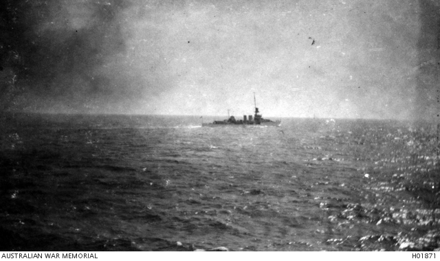 AT SEA. 1919. BRITISH CRUISER HMS COLOMBO PHOTOGRAPHED AS IT PASSED ...