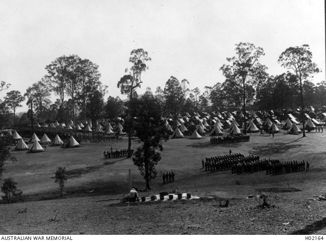 ENOGGERA, QUEENSLAND. C. 1915. A TENTED SECTION OF THE FRASER'S PADDOCK ...
