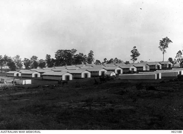 ENOGGERA, BRISBANE. C. 1915. BUILDINGS BESIDE THE RIFLE RANGE AT THE ...