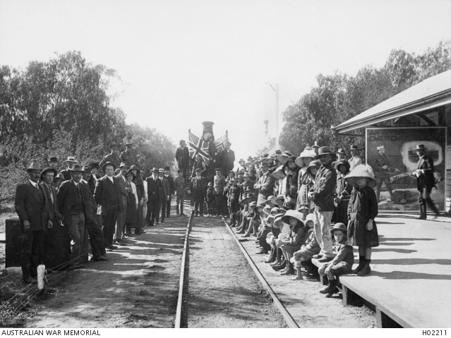 Wallumbilla, Queensland. c. 1916. A touring recruiting train at the ...