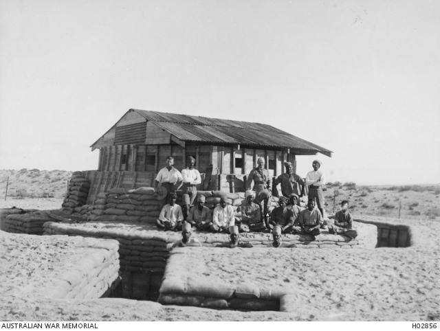Romani Area, Sinai. c. 1916. A type of blockhouse, manned by Australian ...