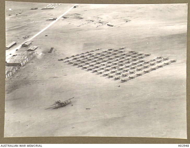 HELIOPOLIS. 1918-12-23. MACHINES LINED UP FOR GENERAL ALLENBY'S REVIEW ...