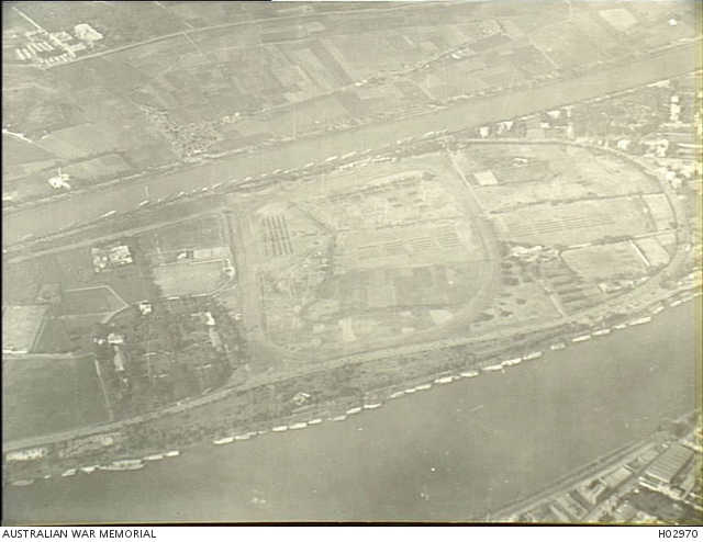 Cairo, Egypt. 1918-12-19. An aerial photograph of a section of Cairo ...