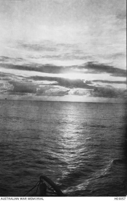 At Sea. c. 1915. Sunset over the equator photographed by an Australian ...