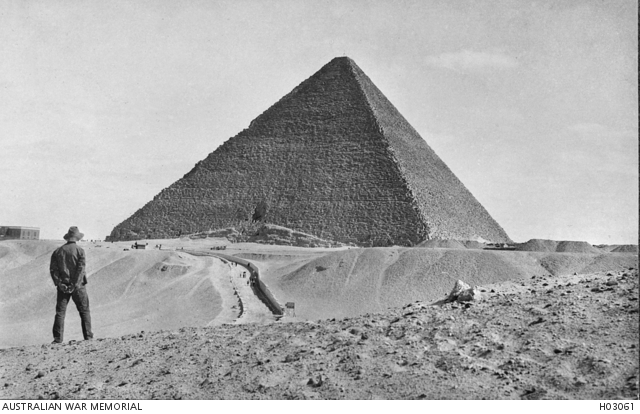 An Australian soldier admiring Cheops which is the largest of the ...
