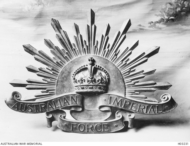 Photograph of a bronze Rising Sun Badge made to be mounted at ...