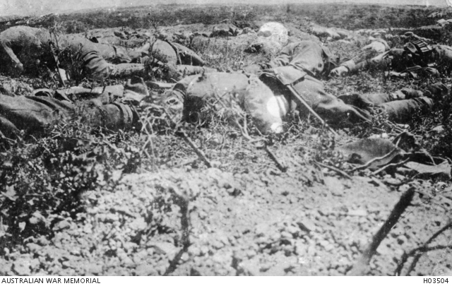 Lone Pine, Gallipoli. 1915-05-19. Bodies of Turkish soldiers killed ...