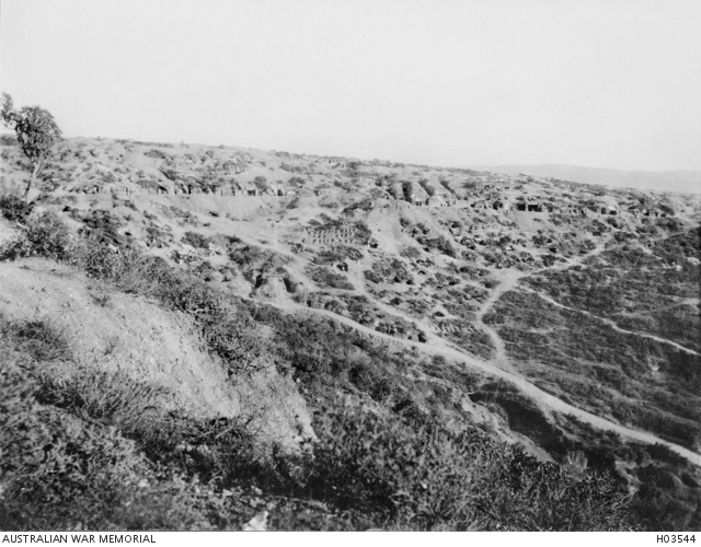 Lone Pine Area, Gallipoli. 1915-09-02. Looking south from gun positions ...