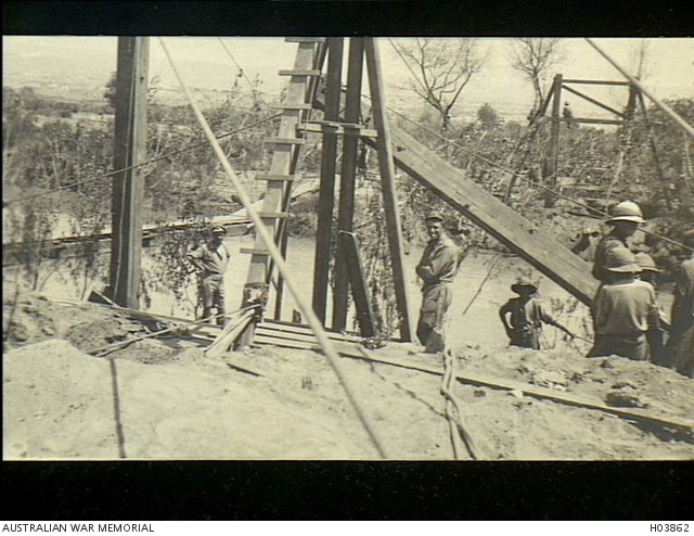 Jordan River, Palestine. c. 1917. Australian Army engineers ...