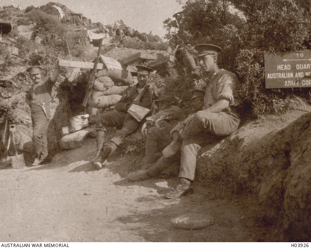 Anzac Area, Gallipoli. 1915. Members of Headquarters staff, Anzac Army ...
