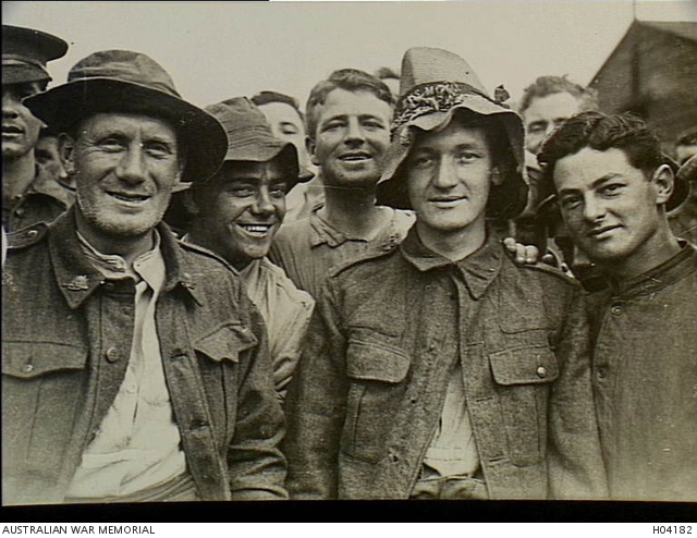 Group of survivors from SS Barunga which sunk after being struck by a ...