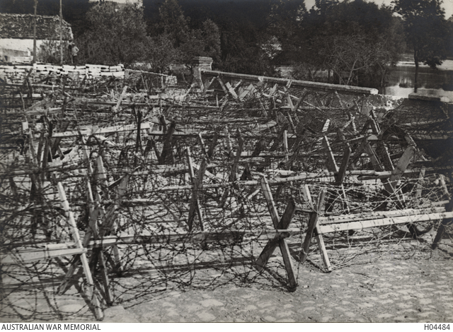 German defences of entangled barbed wire before Vesle. | Australian War ...