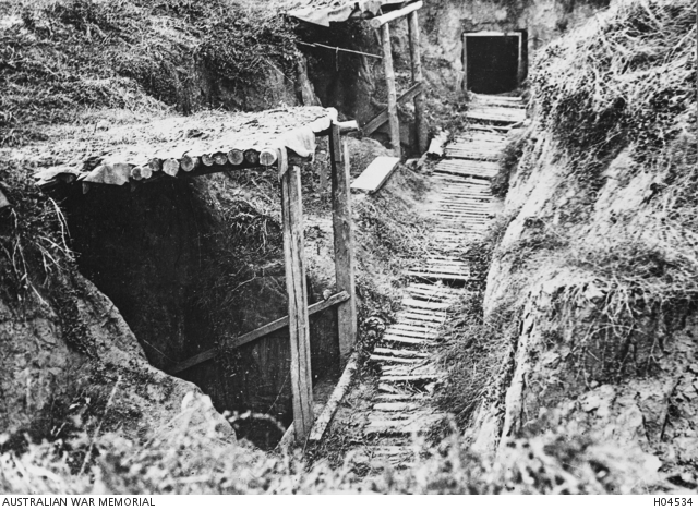 Hindenburg Line Area, France. 1918-09-13. A trench with duckboards and ...