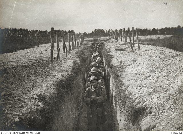 Relief French troops in the front line trenches in the district of La ...