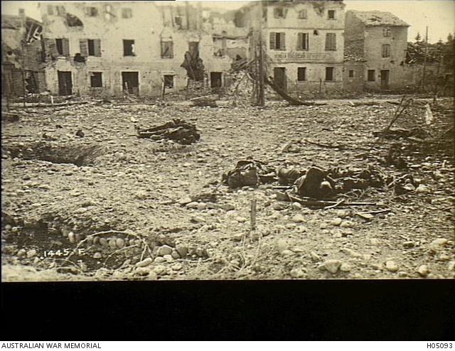 Italy. c. 1918. The bodies of dead soldiers, probably Austrian, lying ...