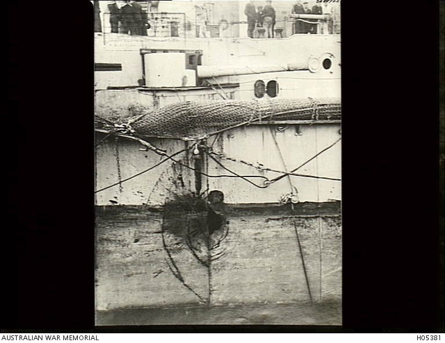 Germany. 1918-06-02. Shell damage to the side of German battlecruiser ...