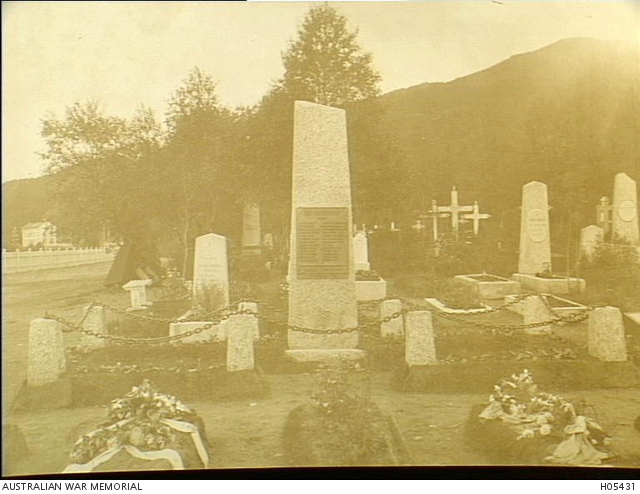 The monument and graves of some of the Royal Navy sailors who lost ...