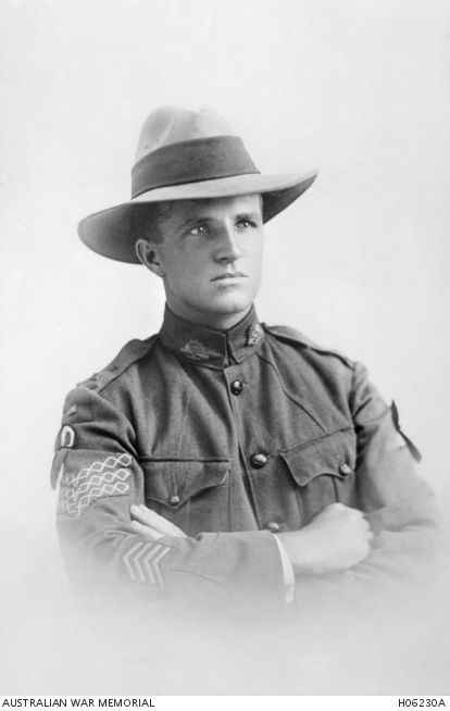 Studio portrait of 112 Sergeant (Sgt) Herbert Foran, French Medaille Militaire, 6th Light Horse ...