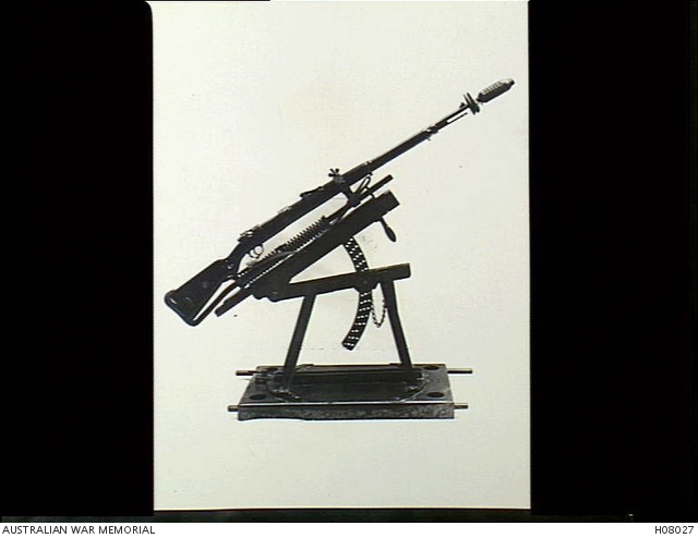 England. A German Army gun rest designed to hold a grenade firing rifle ...