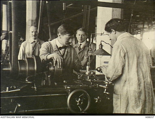 Kent, England. Dutch metal workers operating machinery at Vickers Ltd ...