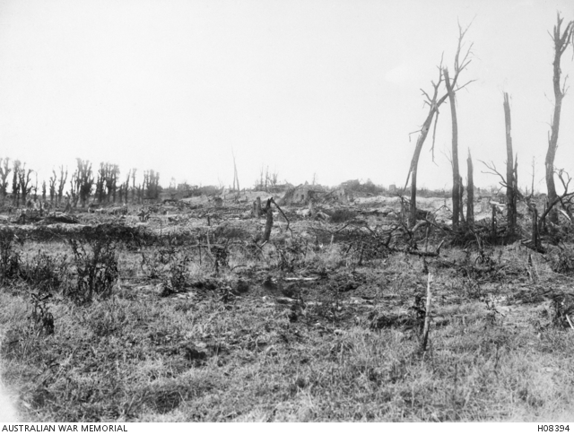 Western Front. c. 1916. The war ravaged countryside around Fricourt ...