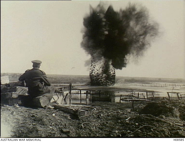 Somme, France. c. 1916. An explosion resulting from the work of British ...