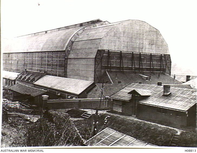 MAUBEUGE. THE EXTERIOR OF A ZEPPELIN SHED USED BY THE GERMANS AS AN ...