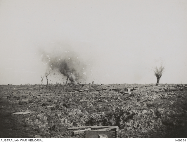 Zillebeke, Belgium. c. 1917. German Army artillery shells bursting on ...