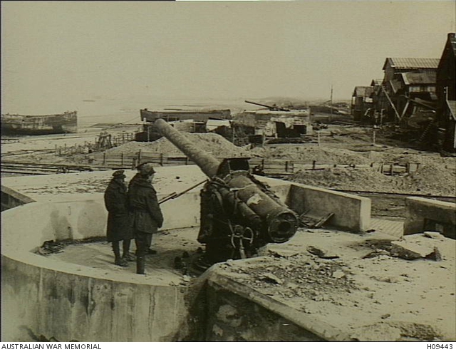 Zeebrugge, Belgium. c. 1918. The commencement of the Mole with British ...