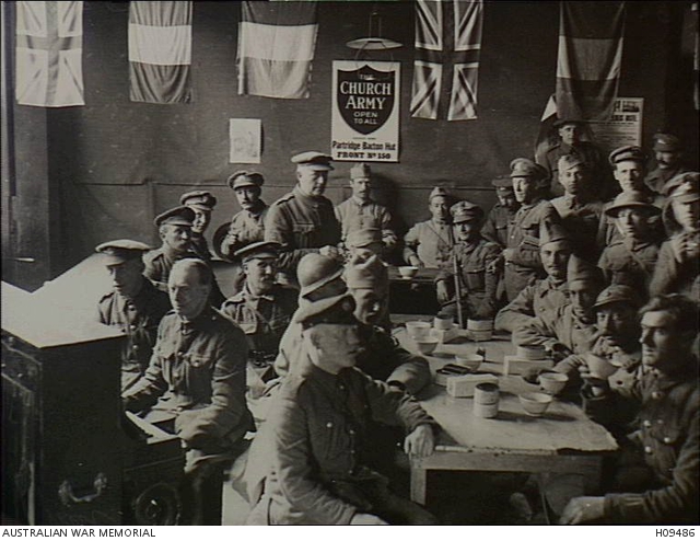 Poperinghe, Belgium. c. 1917. British and French Army troops relaxing ...