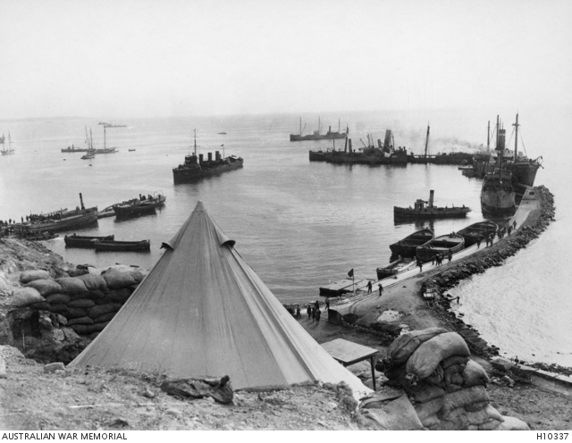 The man-made harbour at W Beach, Cape Helles, where the Lancashire ...