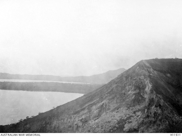 Rabaul, New Britain. c. 1915. The side wall of a crater, probably ...