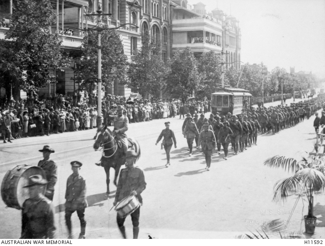 Adelaide, South Australia. c. 1918. Australian Army troops marching ...