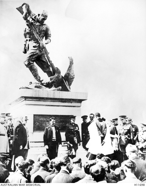 Mont St Quentin, France. 1925-08. The AIF 2nd Division memorial during ...