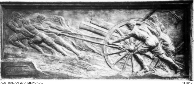 One of the four panels, created by May Butler George on the sides of ...