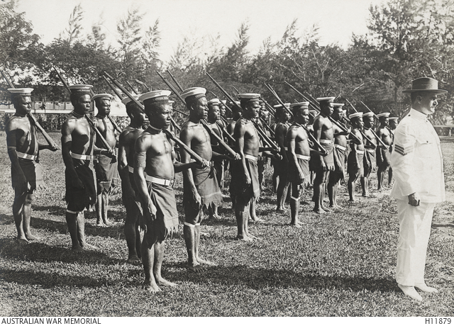 Rabaul, New Britain. 3 August 1917. Native policemen on parade. (Donor ...