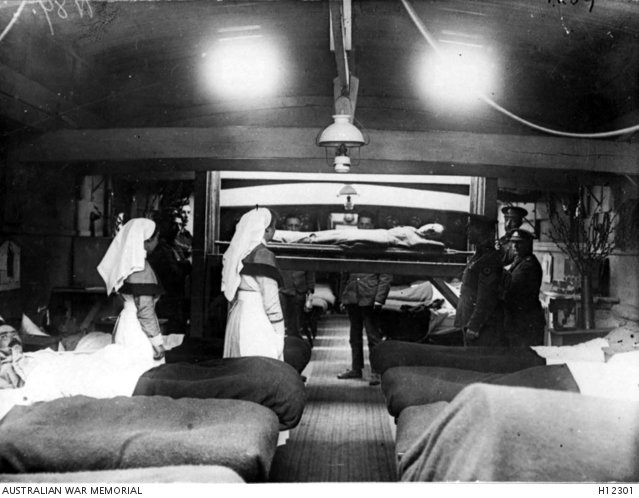 Aire, France. 14 February 1918. The interior of a Red Cross Hospital ...