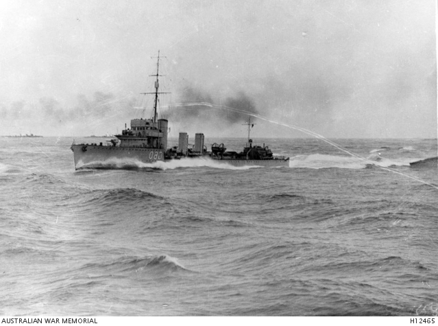 At Sea. Destroyer HMAS Anzac handed over to the Royal Australian Navy ...